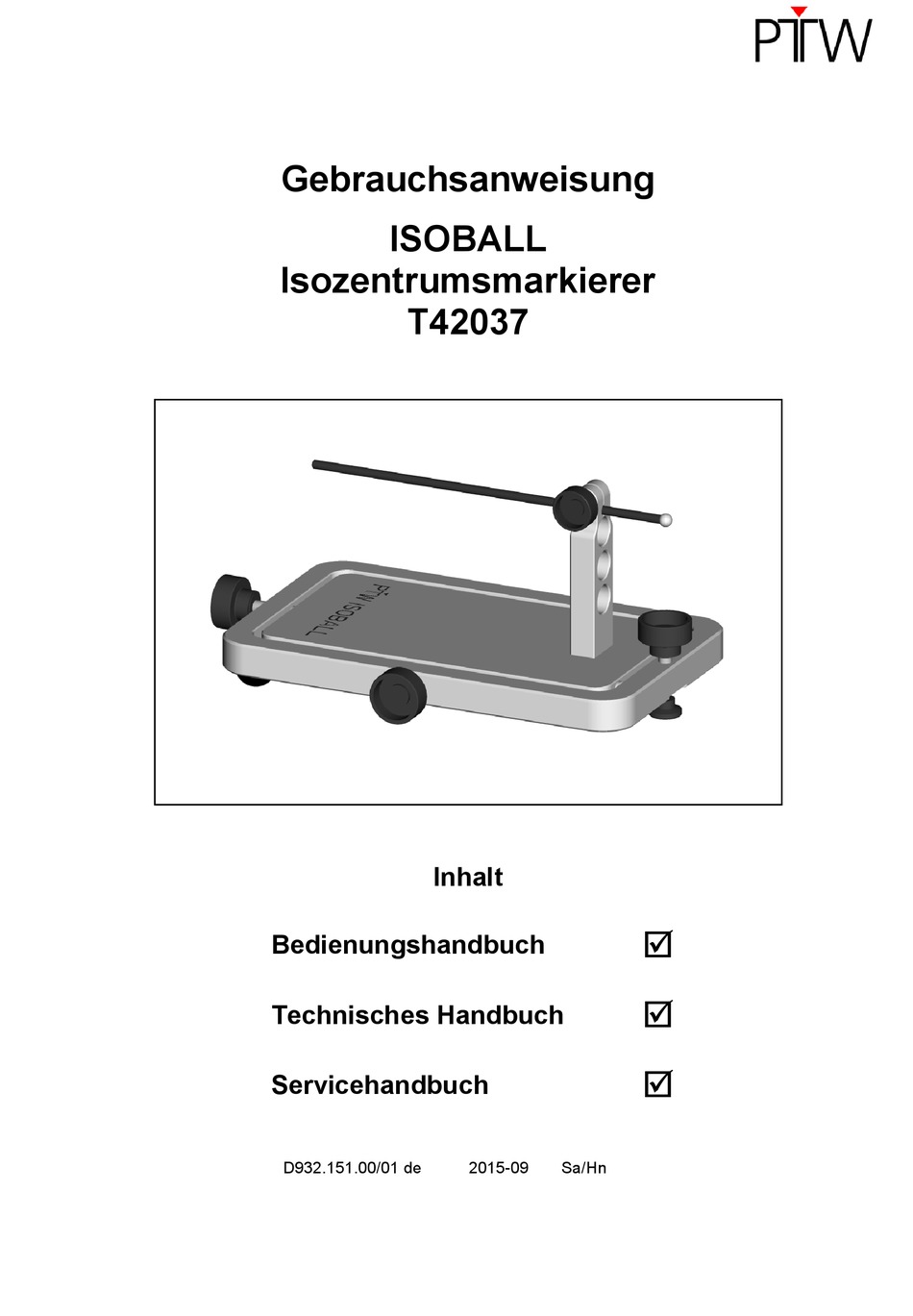 PTW ISOBALL T42037 BEDIENUNGSHANDBUCH Pdf-Herunterladen | ManualsLib