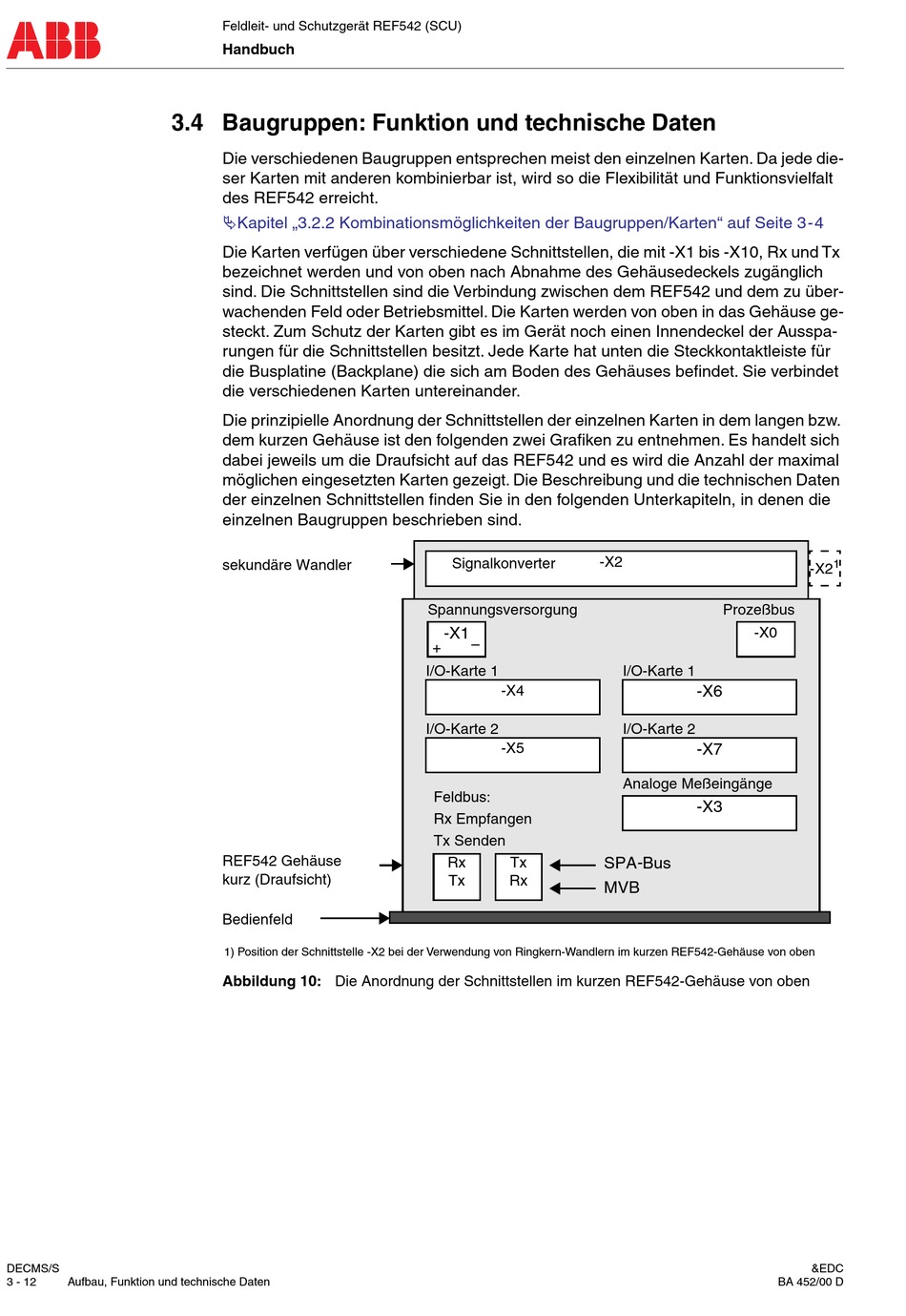 Baugruppen: Funktion Und Technische Daten - ABB REF542 Handbuch [Seite ...