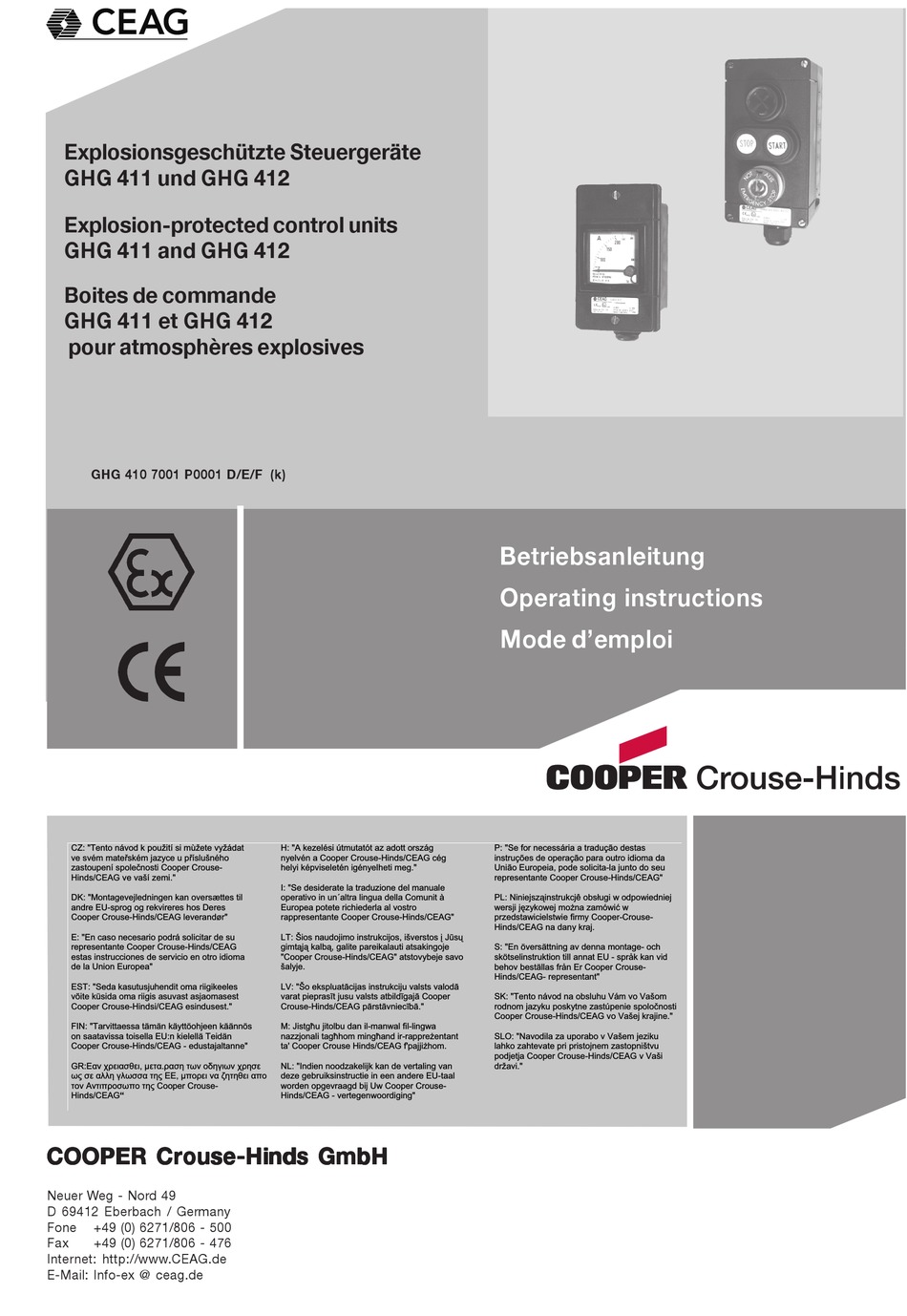 CEAG GHG 411 BETRIEBSANLEITUNG Pdf-Herunterladen | ManualsLib