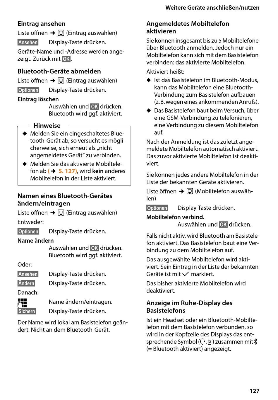 Bluetooth-Geräte Abmelden; Namen Eines Bluetooth-Gerätes Ändern ...