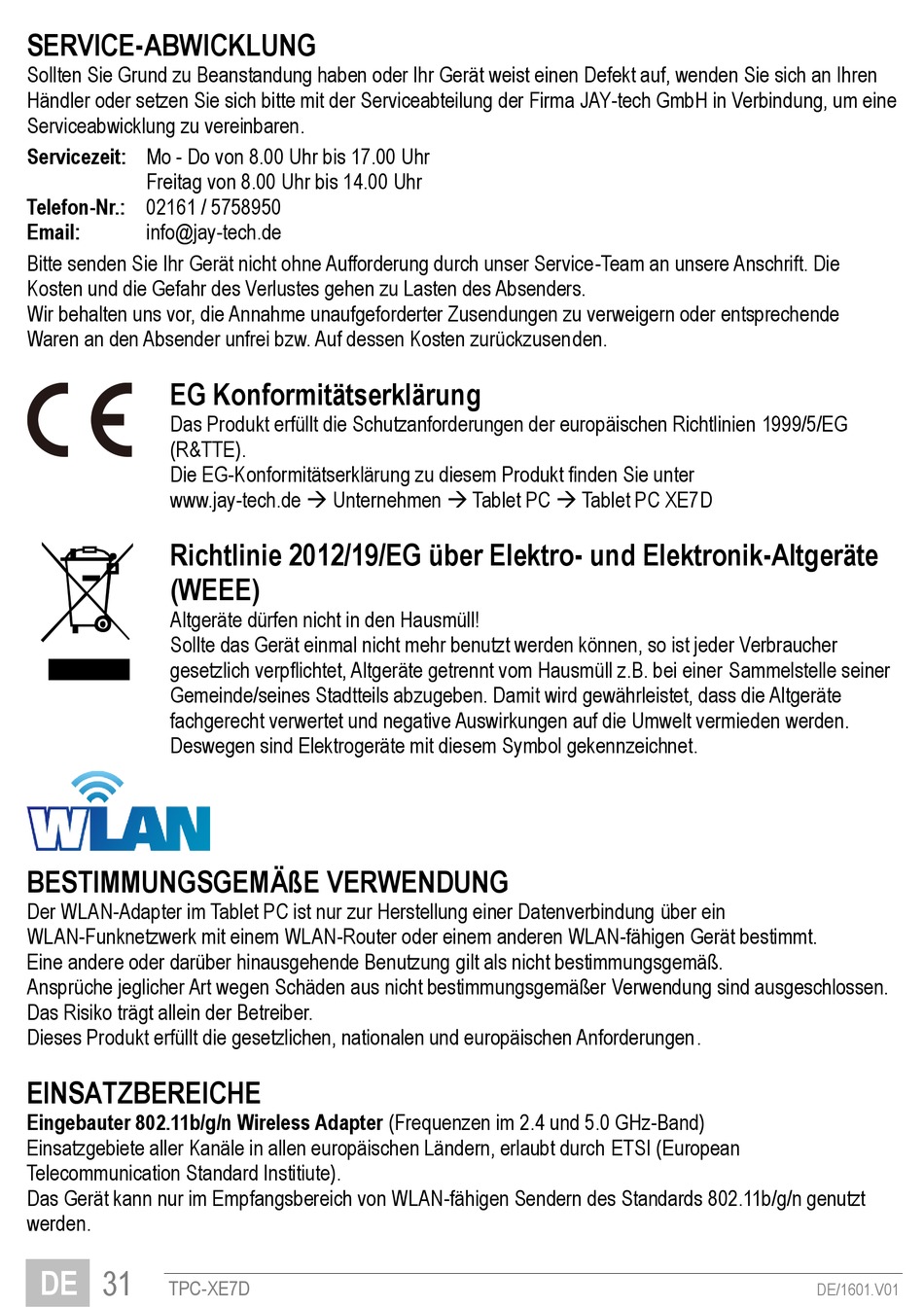 Eg-Konformitätserklärung; Richtlinie 2012/19/Eg Über Elektro- Und Elektronik-Altgeräte (Weee ...