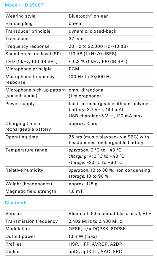 Sennheiser HD 250BT - On-Ear-Kopfhörer Handbuch | ManualsLib