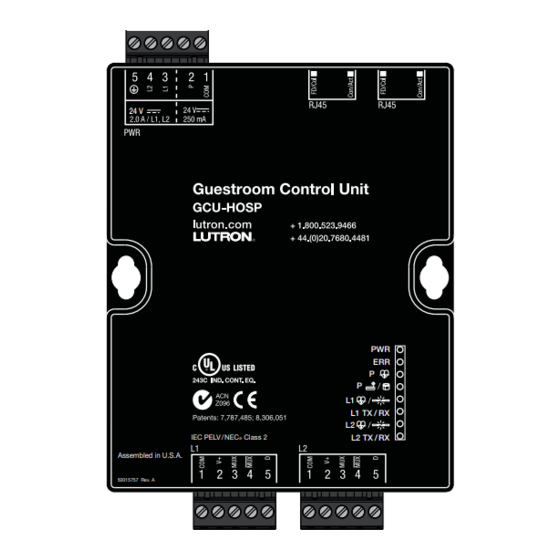 LUTRON GCU-HOSP INSTALLATIONSANLEITUNG Pdf-Herunterladen | ManualsLib